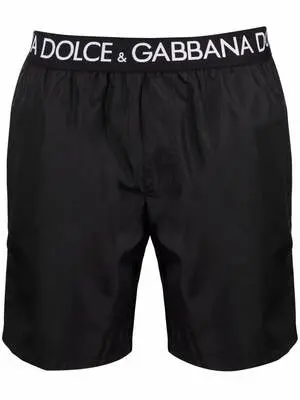 Dolce & Gabbana Logo-waistband Swim Shorts - Black