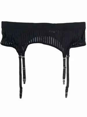 MAISON CLOSE Striped Suspenders - Black