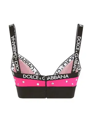 Dolce & Gabbana Sequin Embellished Logo Trim Bra Top