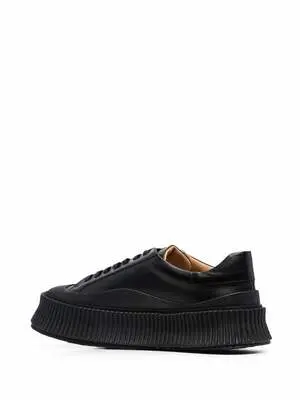 JIL SANDER Leather Platform Sneakers - Black