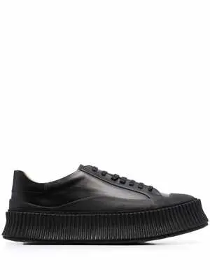 JIL SANDER Leather Platform Sneakers - Black