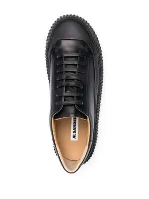 JIL SANDER Leather Platform Sneakers - Black