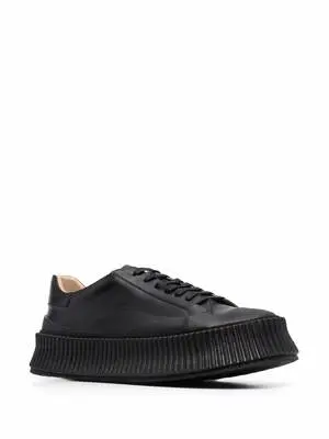 JIL SANDER Leather Platform Sneakers - Black