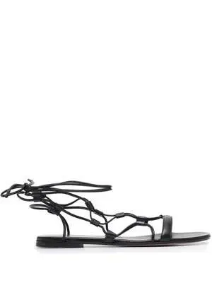 GIANVITO ROSSI Lace-up Leather Sandals - Black