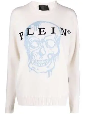 Philipp Plein Skull-intarsia Jumper - Neutrals