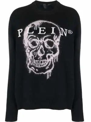 Philipp Plein Intarsia-knit Skull Jumper - Black