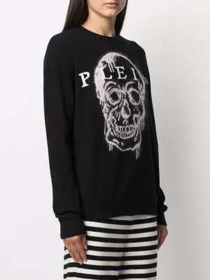 Philipp Plein Intarsia-knit Skull Jumper - Black