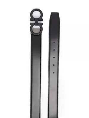 FERRAGAMO Logo-buckle Leather Belt - Black