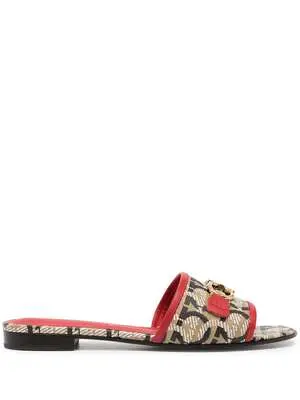 FERRAGAMO Gancini-print 20mm Mules - Multicolour