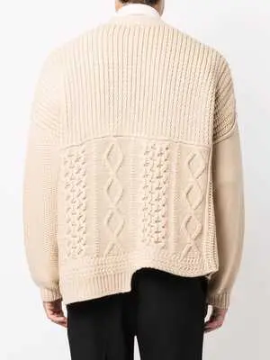 AMBUSH Patchwork-knit Cardigan With Logo Detail - Neutrals