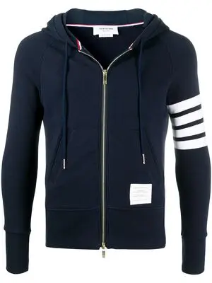 Thom Browne 4-bar Cotton Hoodie - Blue