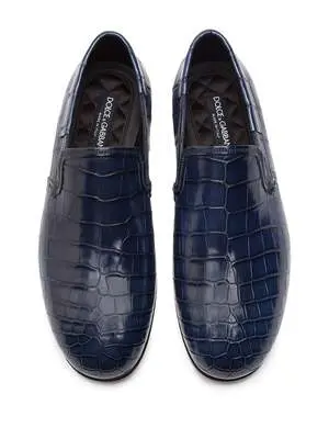 Dolce & Gabbana Crocodile-embossed Leather Loafers - Blue