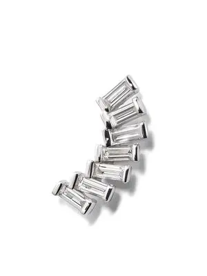 PERSEE 18k White Gold Baguette Diamond Earring - Silver