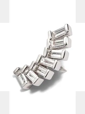 PERSEE 18k White Gold Baguette Diamond Earring