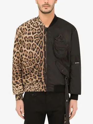 Dolce & Gabbana Leopard-print Spliced Bomber Jacket