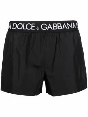 Dolce & Gabbana Logo-waistband Swim Shorts - Black