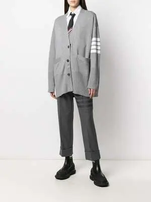 Thom Browne Oversized 4-bar Stripe Cardigan - Grey