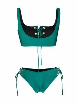 NOIRE SWIMWEAR Lattice-strap Metallic Bikini Set