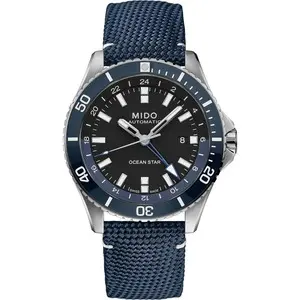 MIDO Ocean Star Gmt Automatic Strap Watch - Blue/ Silver