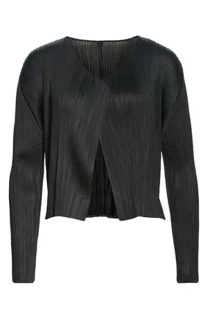 Issey Miyake Pleated Crop Cardigan - Black