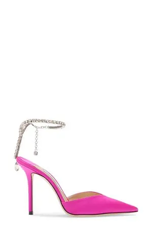 JIMMY CHOO Saeda Crystal Ankle Strap Pumps