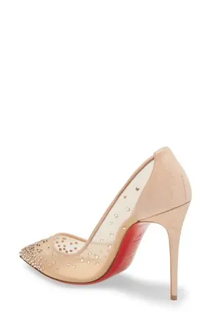 CHRISTIAN LOUBOUTIN Mini Glitter Follies Strass Pump - Light Silk