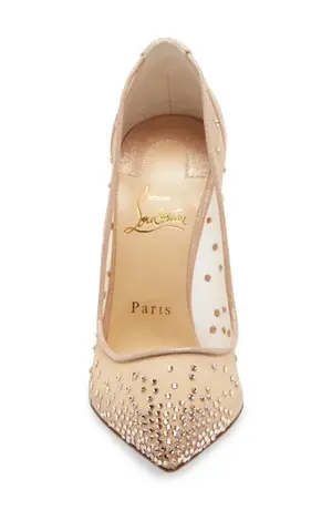 CHRISTIAN LOUBOUTIN Mini Glitter Follies Strass Pump - Light Silk