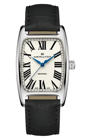 Hamilton American Boulton Leather Strap Watch - Black/white/silver