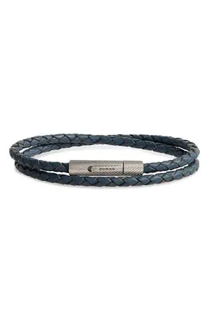 JONAS STUDIO Braided Leather Wrap Bracelet - Blue