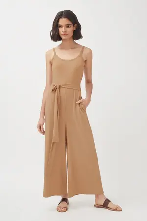 Cuyana V-back Jumpsuit - Brown