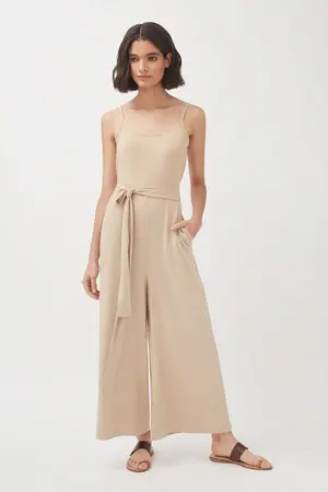 Cuyana V-Back Jumpsuit Dune