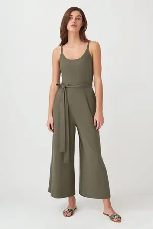 Cuyana V-Back Jumpsuit Olive