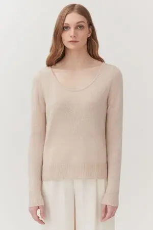 Cuyana Single-Origin Cashmere Scoop Neck Sweater Brown