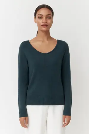 Cuyana Single-Origin Cashmere Scoop Neck Sweater Jade