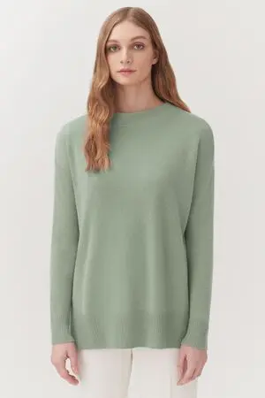 Cuyana Single-Origin Cashmere Funnel Neck Sweater Green