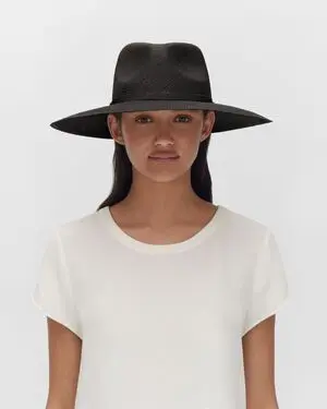 Cuyana Wide Brim Straw Hat Black
