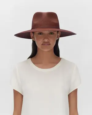 Cuyana Wide Brim Straw Hat Chocolate