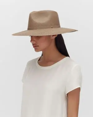 Cuyana Wide Brim Straw Hat Pebble