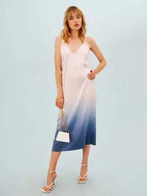 REFORMATION Sofia Midi Dress Blue/lavender Gradient