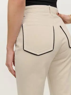 REFORMATION Cynthia High Rise Straight Jeans Almond Piping