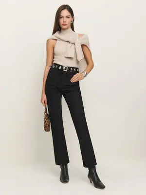 REFORMATION Cynthia High Rise Straight Jeans - Black