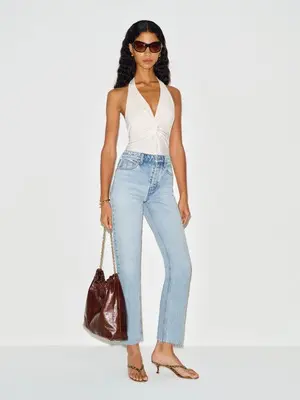 REFORMATION Cynthia High Rise Straight Jeans - Blue