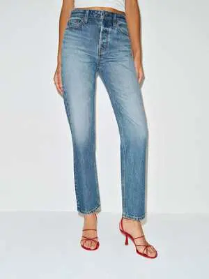 REFORMATION Cynthia High Rise Straight Jeans - Blue