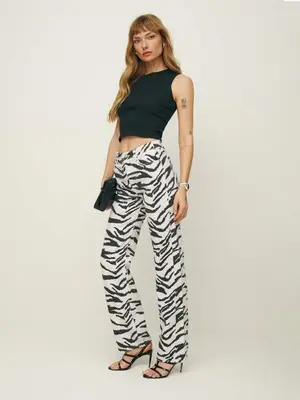 REFORMATION Cynthia High Rise Straight Jeans Zebra