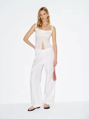REFORMATION Olina Linen Pant - Ivory