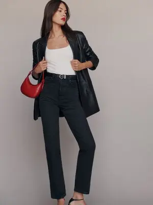 REFORMATION Cynthia High Rise Straight Cropped Jeans Vana
