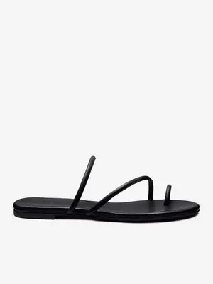REFORMATION Ludo Toe Ring Strappy Flat Sandal - Black
