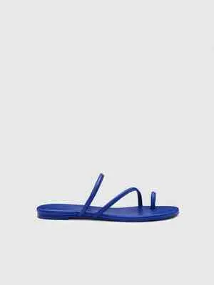 REFORMATION Ludo Strappy Flat Sandals - Blue