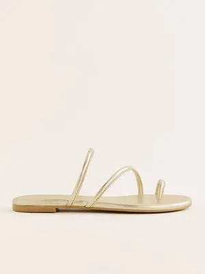 REFORMATION Ludo Toe Ring Strappy Flat Sandal Gold
