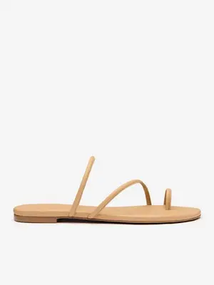 REFORMATION Ludo Toe Ring Strappy Flat Sandal - Natural